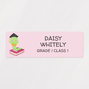 Cute School Bookworm Kids Name Kids' Labels | Zazzle