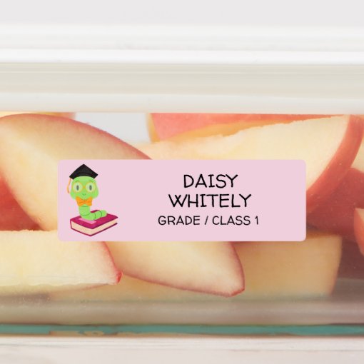 Cute School Bookworm Kids Name Kids' Labels | Zazzle