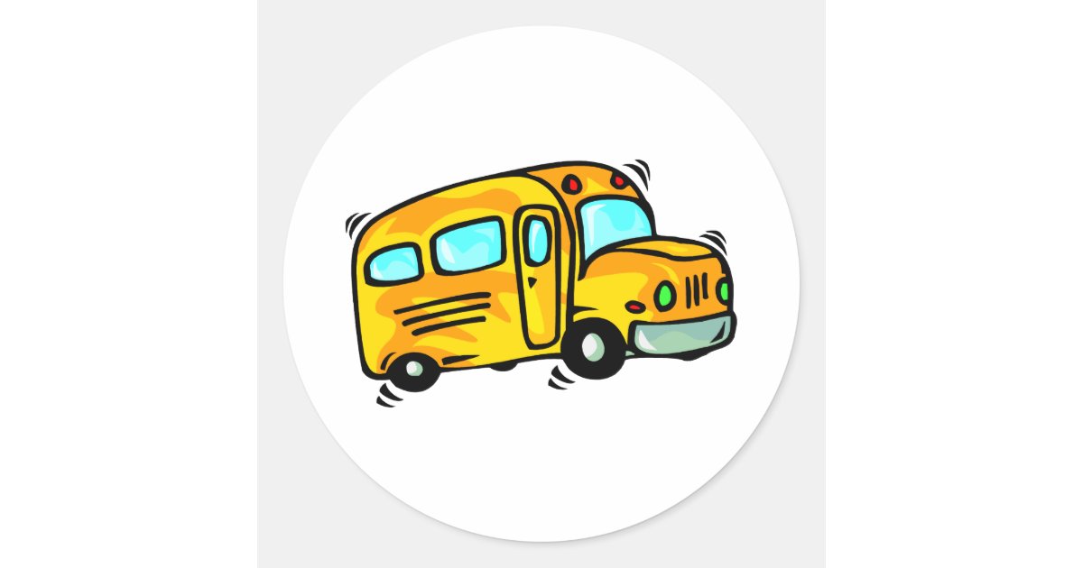 Cute School Bus Classic Round Sticker | Zazzle