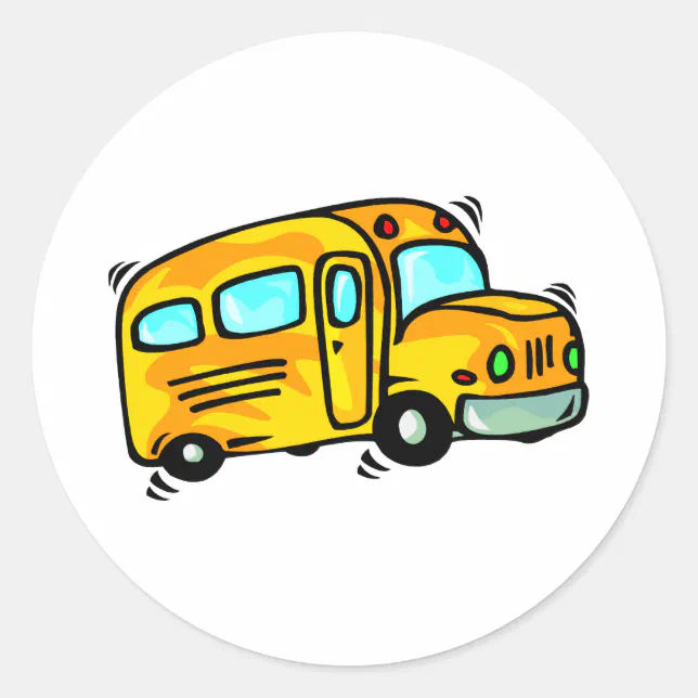 Cute School Bus Classic Round Sticker | Zazzle