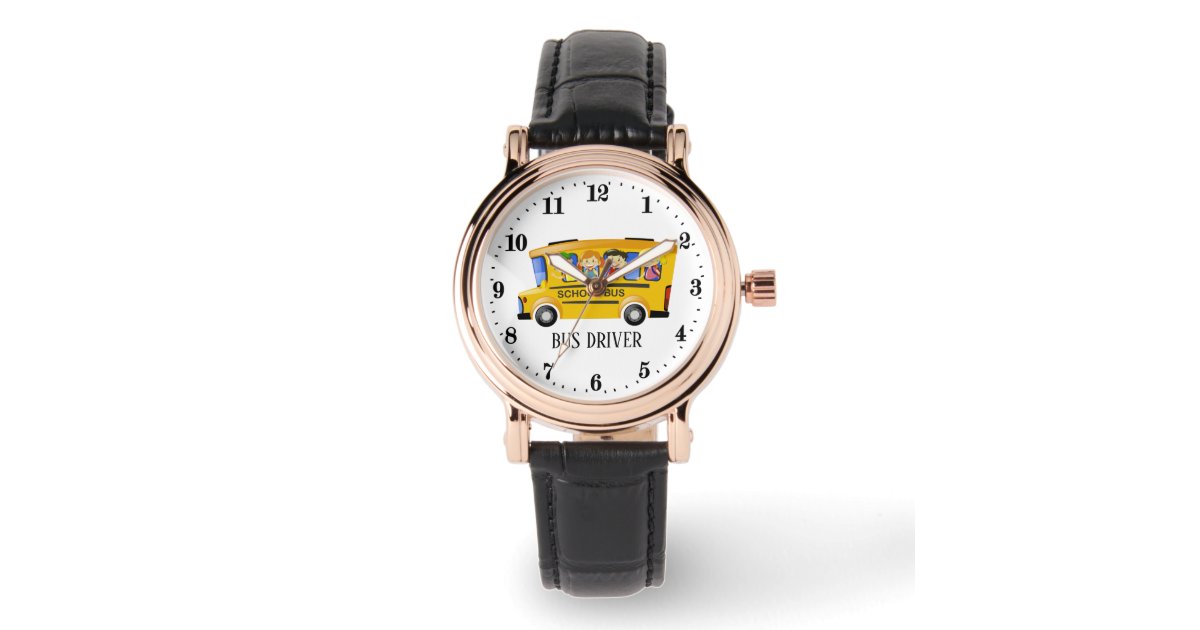 cute School bus driver add text Watch | Zazzle