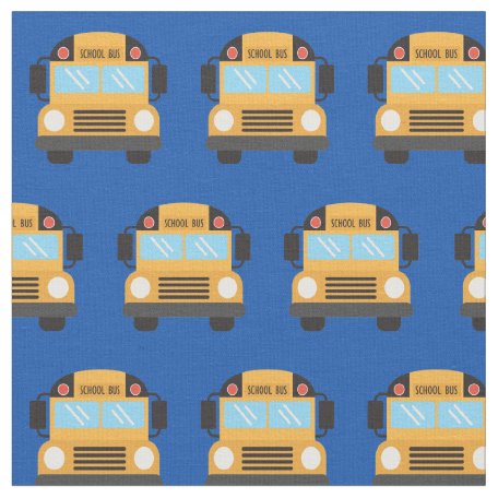 Cute School Bus Red Pattern Fabric | Zazzle