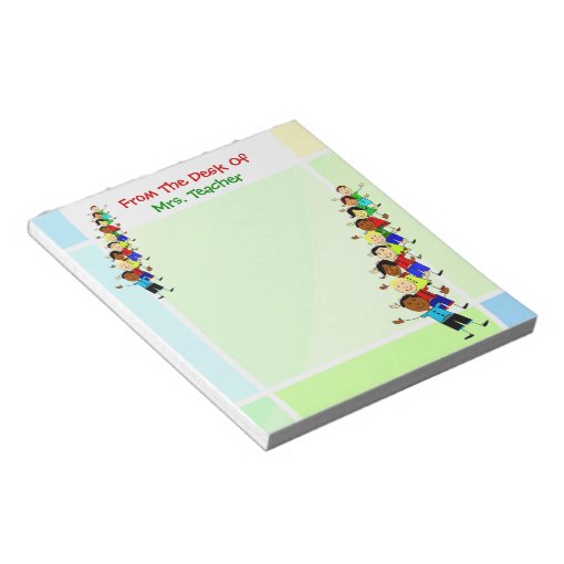 Cute School Kids Illustration For Teachers Notepad | Zazzle