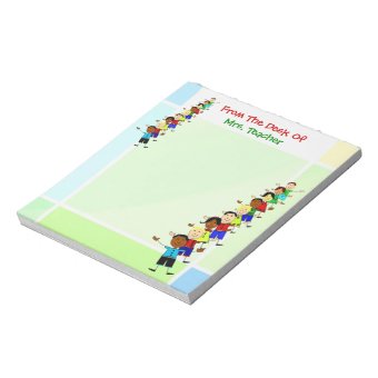 Cute School Kids Illustration For Teachers Notepad | Zazzle