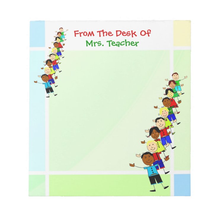 Cute School Kids Illustration For Teachers Notepad | Zazzle