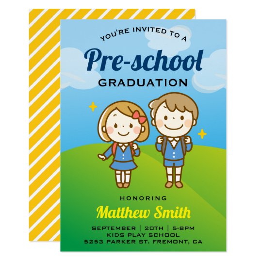 Cute School Kids Preschool Graduation Invitation | Zazzle.com