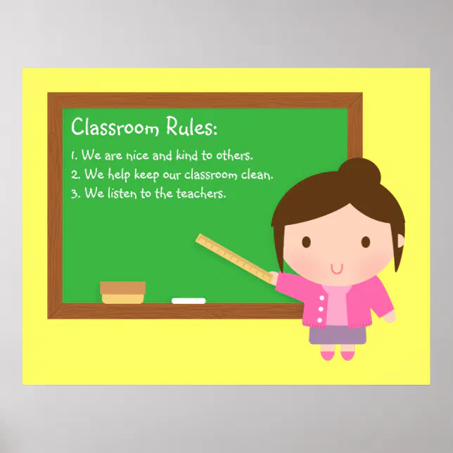 Cute School Teacher Classroom Rules Poster | Zazzle