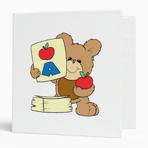 cute school teddy bear A is for Apple Binder | Zazzle