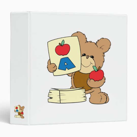 cute school teddy bear A is for Apple Binder | Zazzle.com