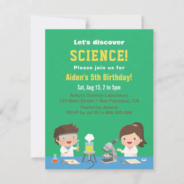 Cute Science Kids Birthday Party Invitations | Zazzle