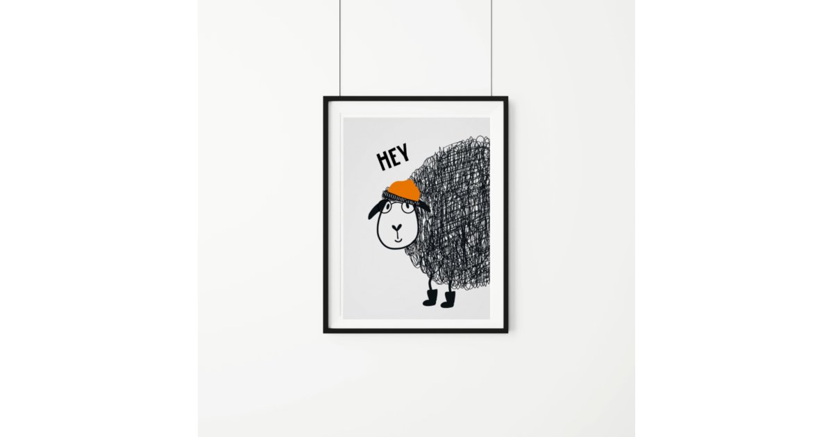 Cute Scribbles Sheep Kids Poster | Zazzle