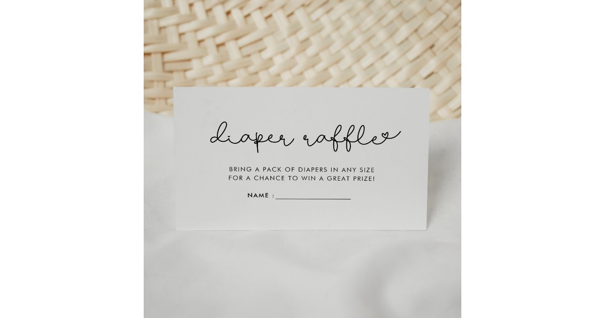 Cute script baby shower diaper raffle insert | Zazzle
