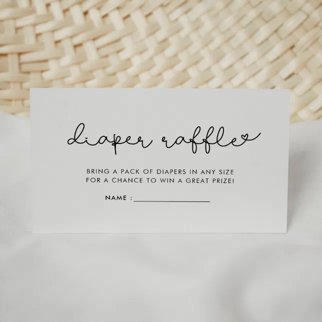 Cute script baby shower diaper raffle insert | Zazzle