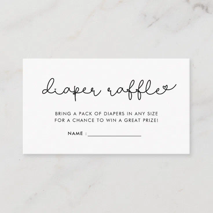Cute script baby shower diaper raffle insert | Zazzle