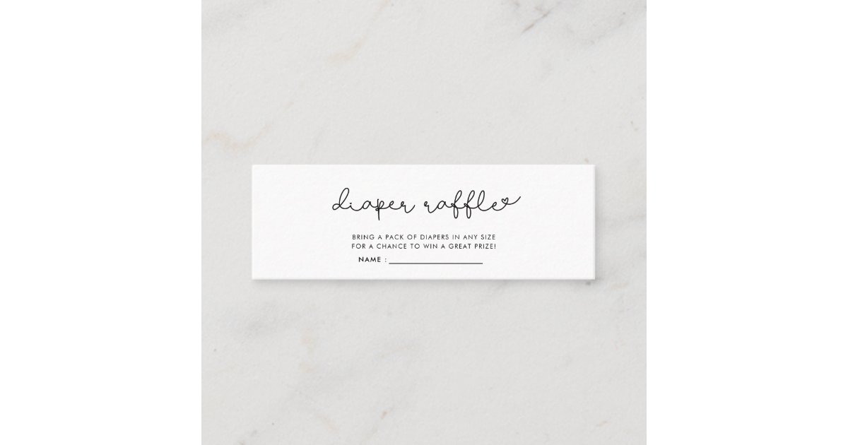 Cute script baby shower diaper raffle ticket | Zazzle