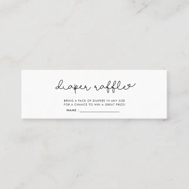 Cute script baby shower diaper raffle ticket | Zazzle