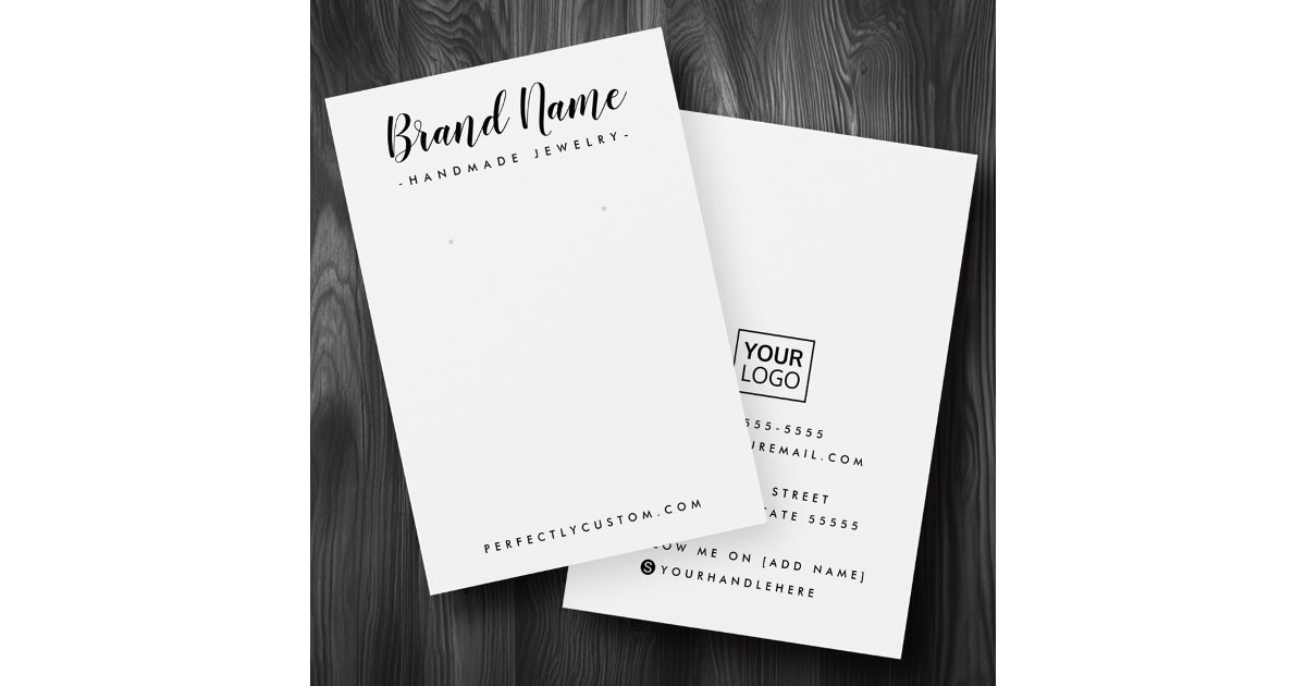 Cute script custom color logo earring display card | Zazzle