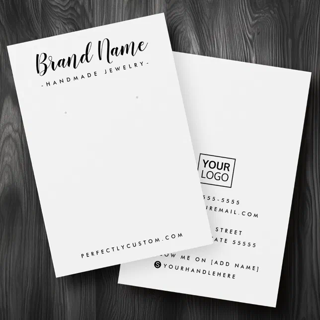 Cute script custom color logo earring display card | Zazzle