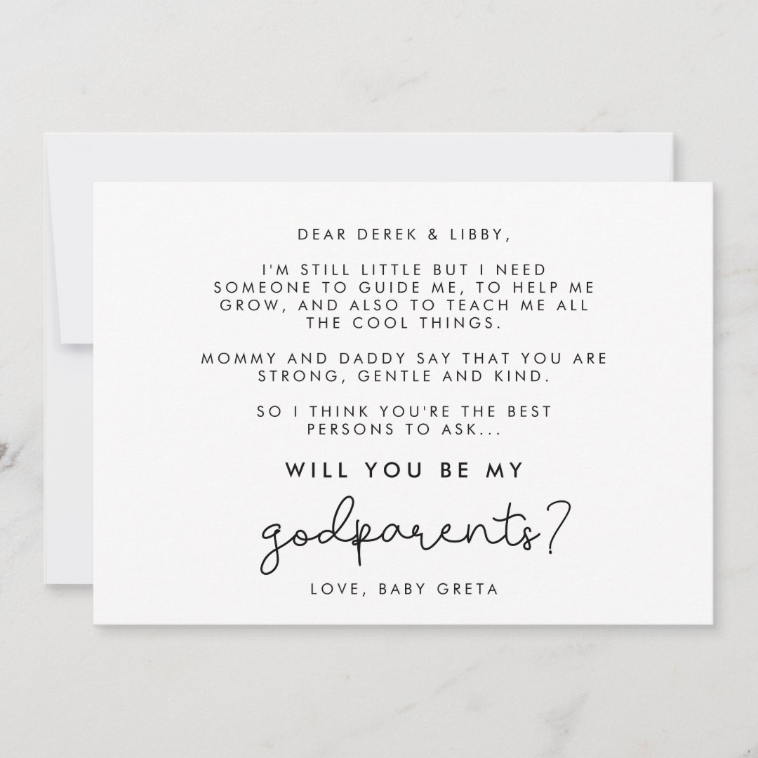 Cute script Godparents proposal card | Zazzle