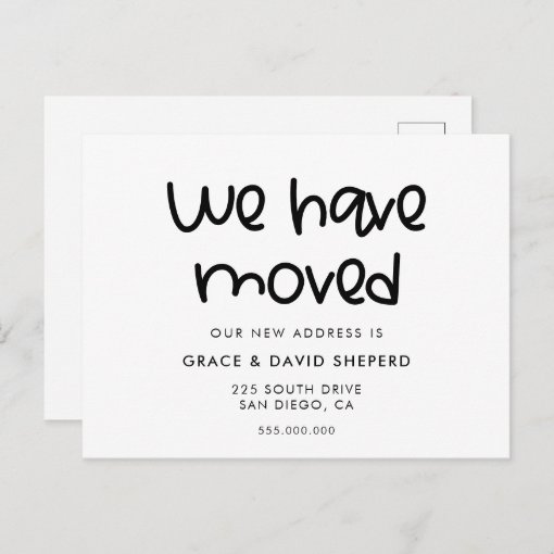 Cute script moving announcement postcard | Zazzle