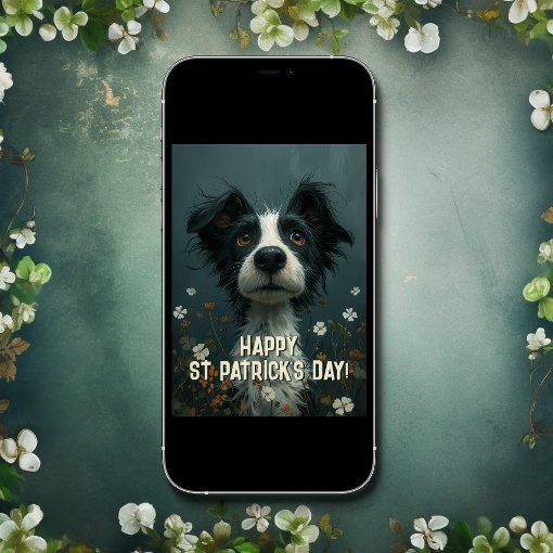 Cute Scruffy Dog and Shamrocks St Patrick's Day Card | Zazzle