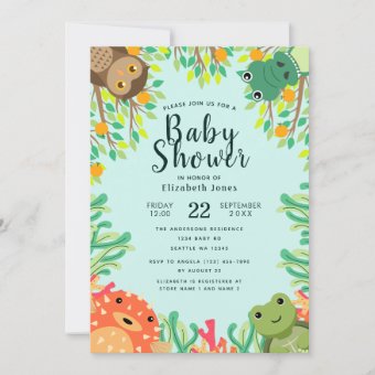 Cute Sea and Swamp Animal Baby Shower Invitation | Zazzle