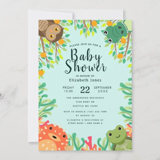 Cute Sea and Swamp Animal Baby Shower Invitation | Zazzle.com