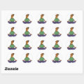 Cute Sea Otter Practicing Yoga Cartoon Classic Round Sticker | Zazzle