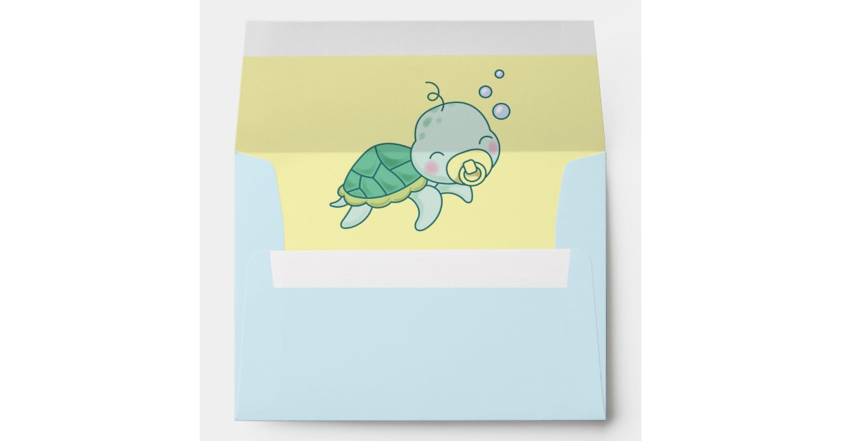 Cute Sea Turtle Baby Shower Kawaii Envelope | Zazzle