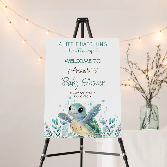 Cute Sea Turtle Baby Shower Welcome Sign | Zazzle