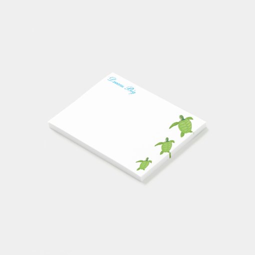 Cute Sea Turtles & Calligraphy Post-it Notes | Zazzle