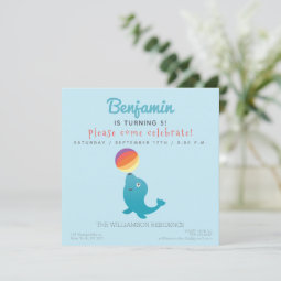 Cute Seal - Fun Kids Birthday Party Invitation | Zazzle
