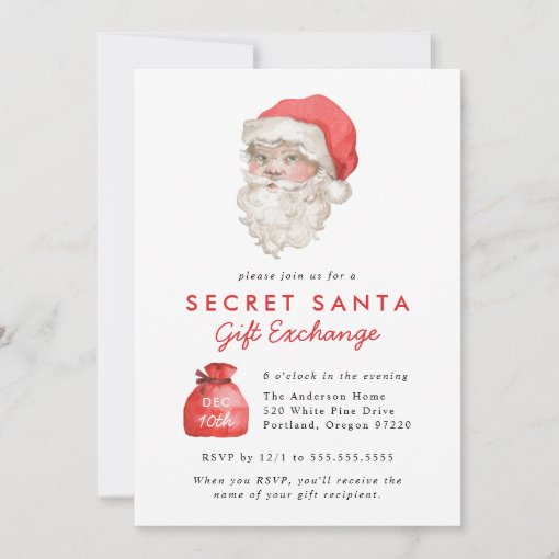 Cute Secret Santa Gift Exchange Holiday Party Invitation | Zazzle