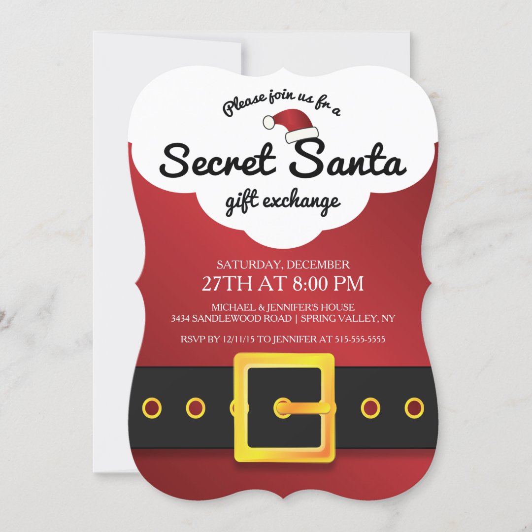 CUTE Secret Santa Gift Exchange Party Invitation | Zazzle