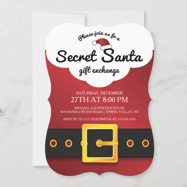 CUTE Secret Santa Gift Exchange Party Invitation | Zazzle