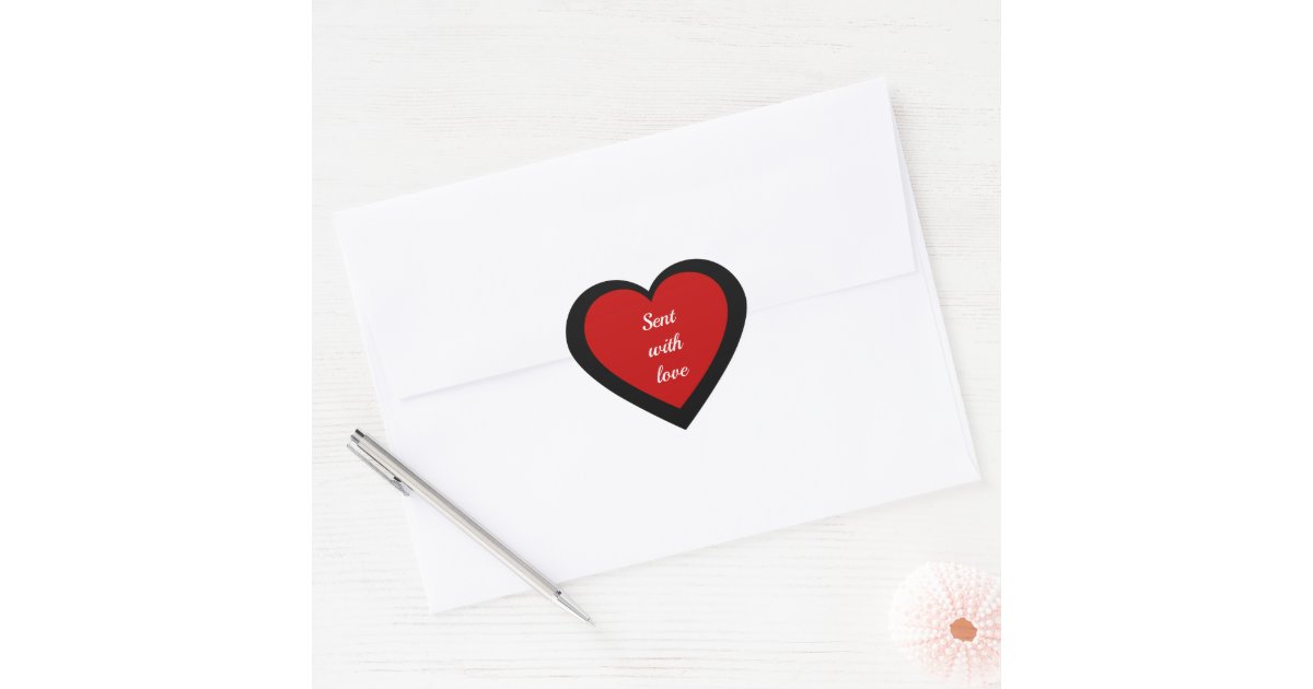 cute sent with love add text heart sticker | Zazzle