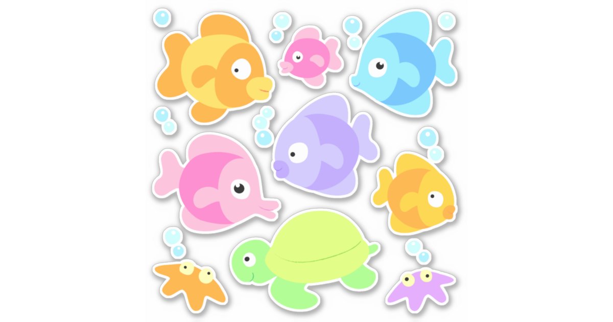 Cute Set of Tropical Fish Stickers | Zazzle