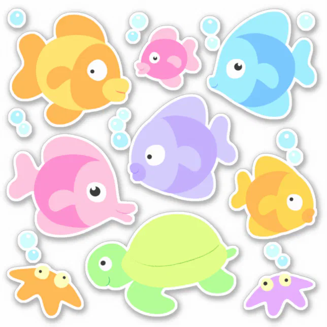 Cute Set of Tropical Fish Stickers | Zazzle