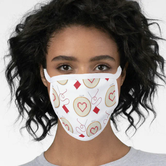 Cute Sewing Heart Cross Stitch Face Mask | Zazzle