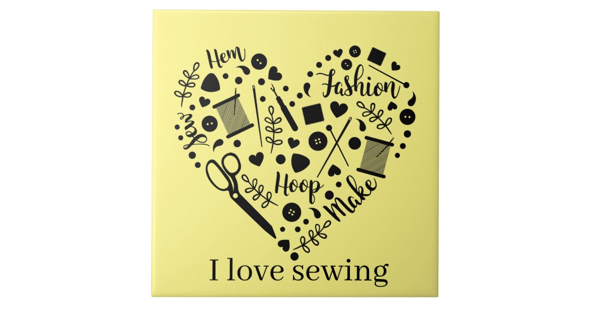 cute sewing room crafting ceramic tile | Zazzle