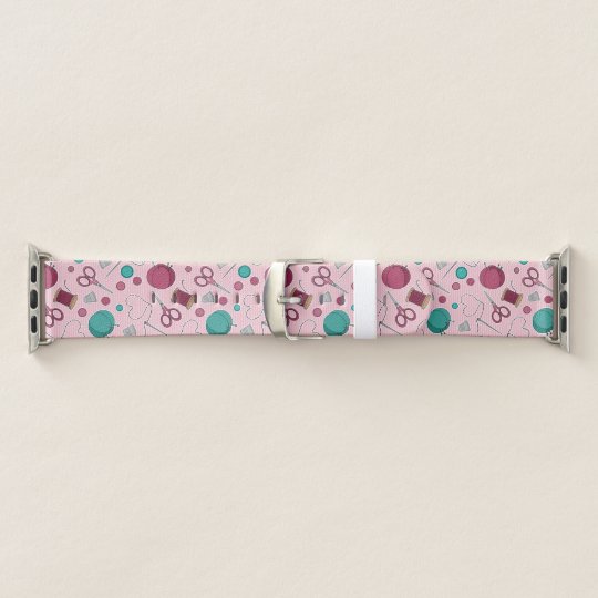 Cute Sewing Themed Pattern Apple Watch Band | Zazzle