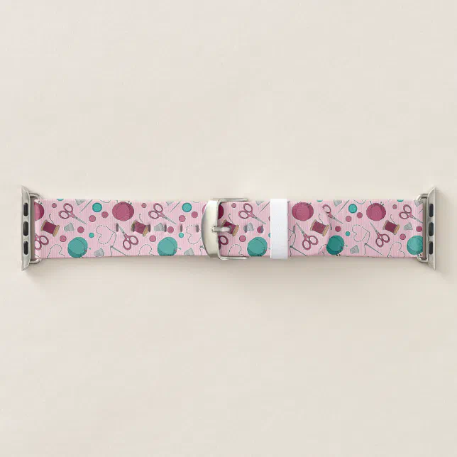 Cute Sewing Themed Pattern Apple Watch Band | Zazzle