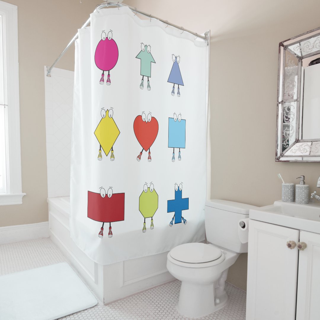 Cute Shape Characters Illustration Design Shower Curtain | Zazzle