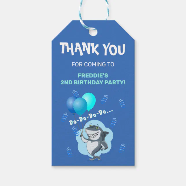 Cute Shark | Blue Birthday Personalized Gift Tags | Zazzle