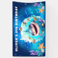Cute Shark Boy Birthday Party Banner | Zazzle