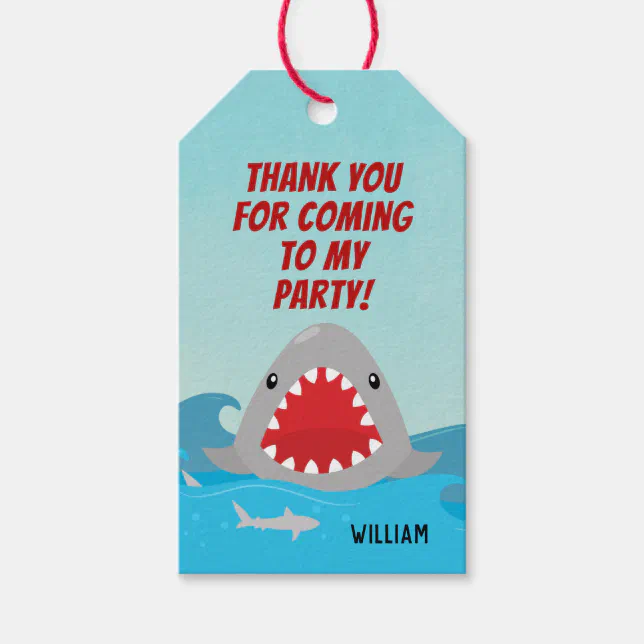 Cute Shark | Boy's Birthday Party Thank You Gift Tags | Zazzle