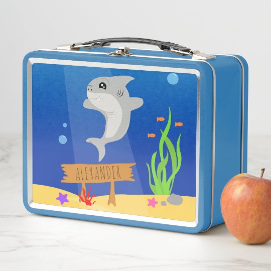 Cute Shark Colorful Under the Sea Kids Metal Lunch Box | Zazzle.com