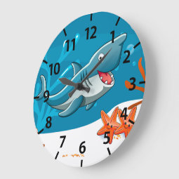 Cute Shark Ocean Aquatic Wall Clock | Zazzle