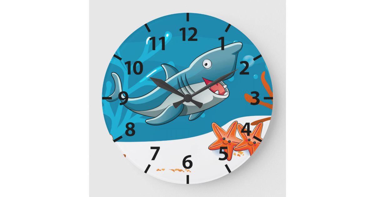 Cute Shark Ocean Aquatic Wall Clock | Zazzle