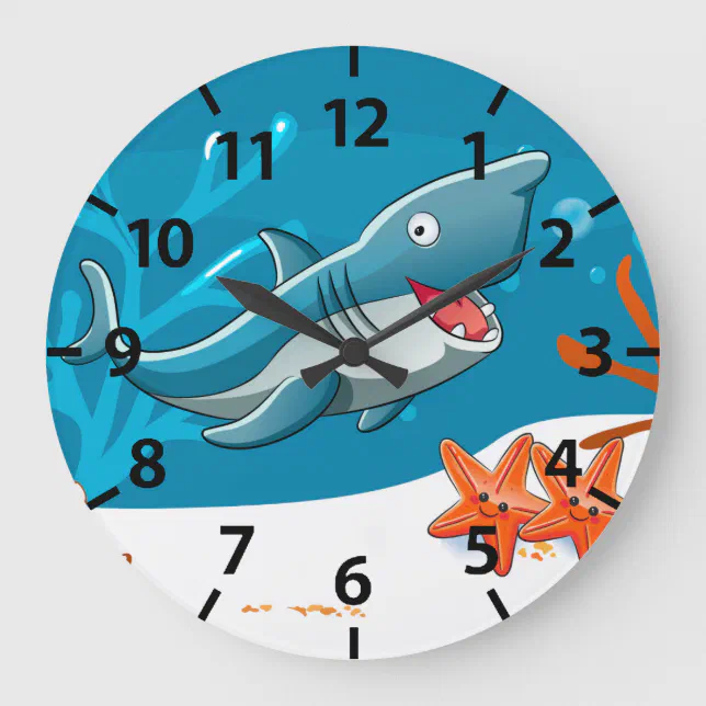 Cute Shark Ocean Aquatic Wall Clock | Zazzle